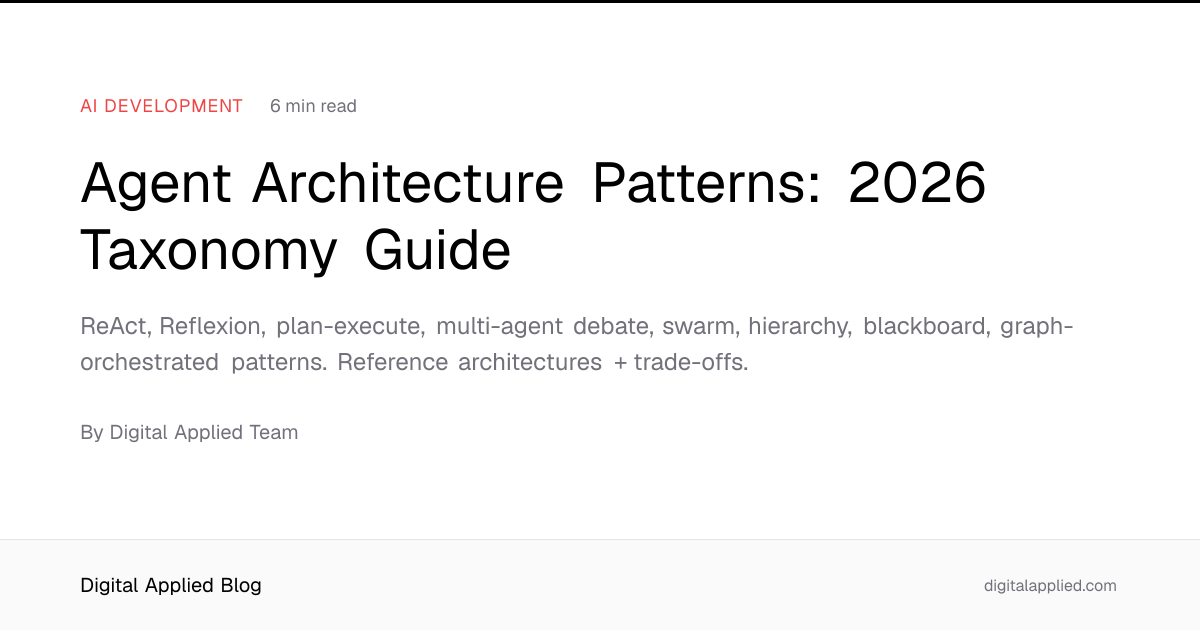 Agent Architecture Patterns: 2026 Taxonomy Guide