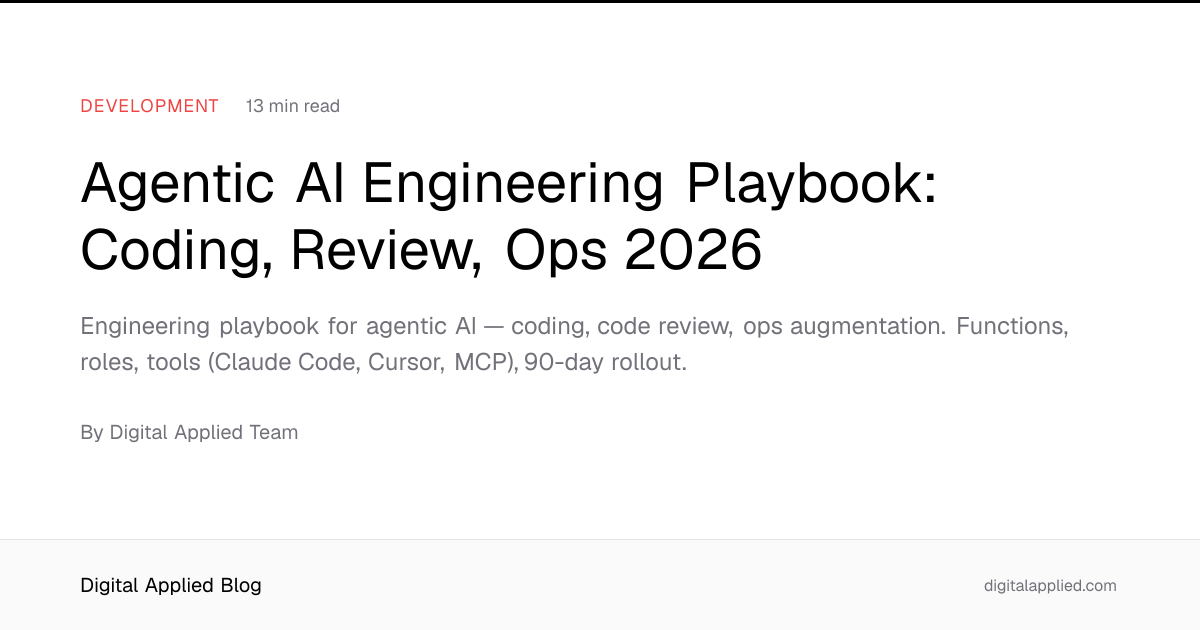 Agentic AI Engineering Playbook: Coding, Review, Ops 2026