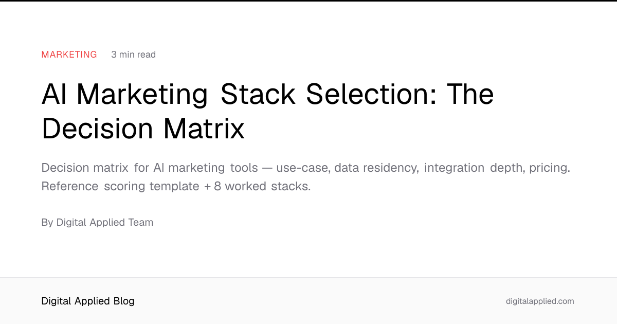 AI Marketing Stack Selection: The Decision Matrix