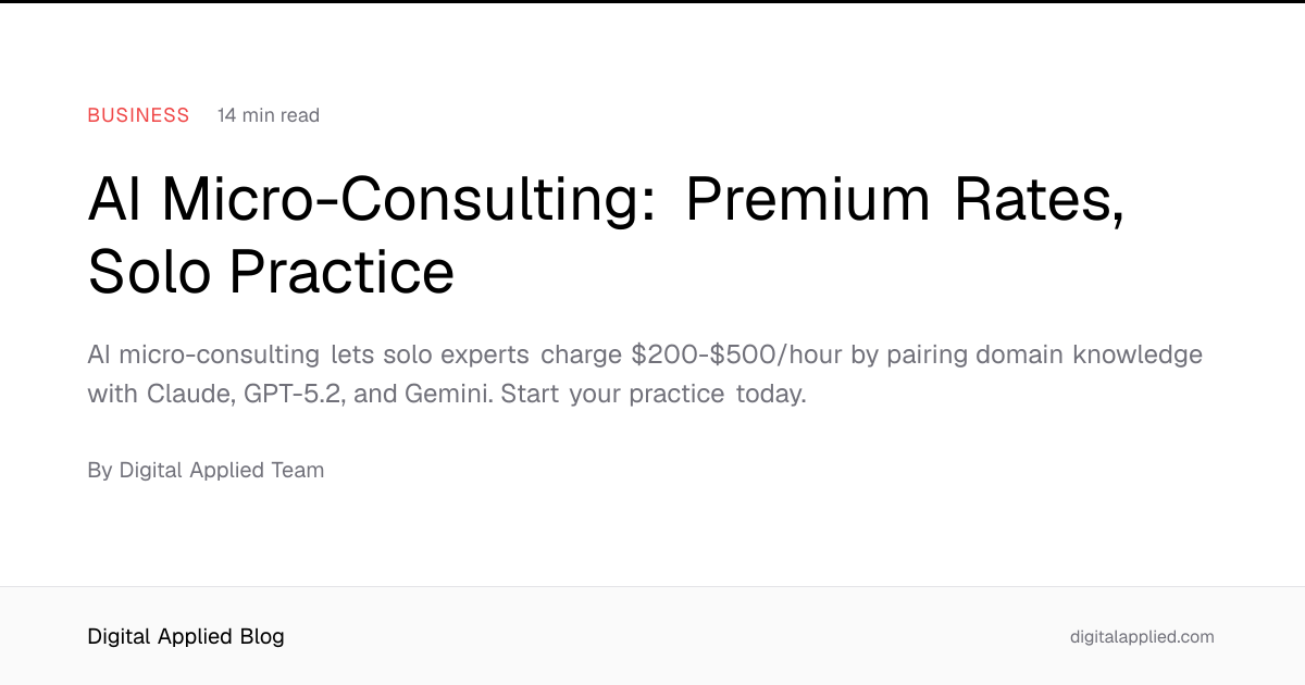 AI Micro-Consulting: Premium Rates, Solo Practice