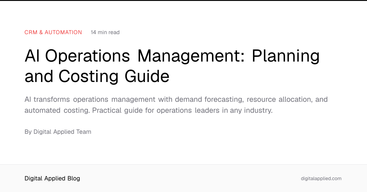 AI Operations Management: Planning and Costing Guide