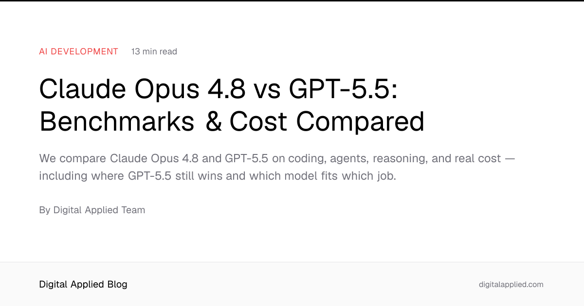 Claude Opus 4.8 vs GPT-5.5: Benchmarks & Cost Compared