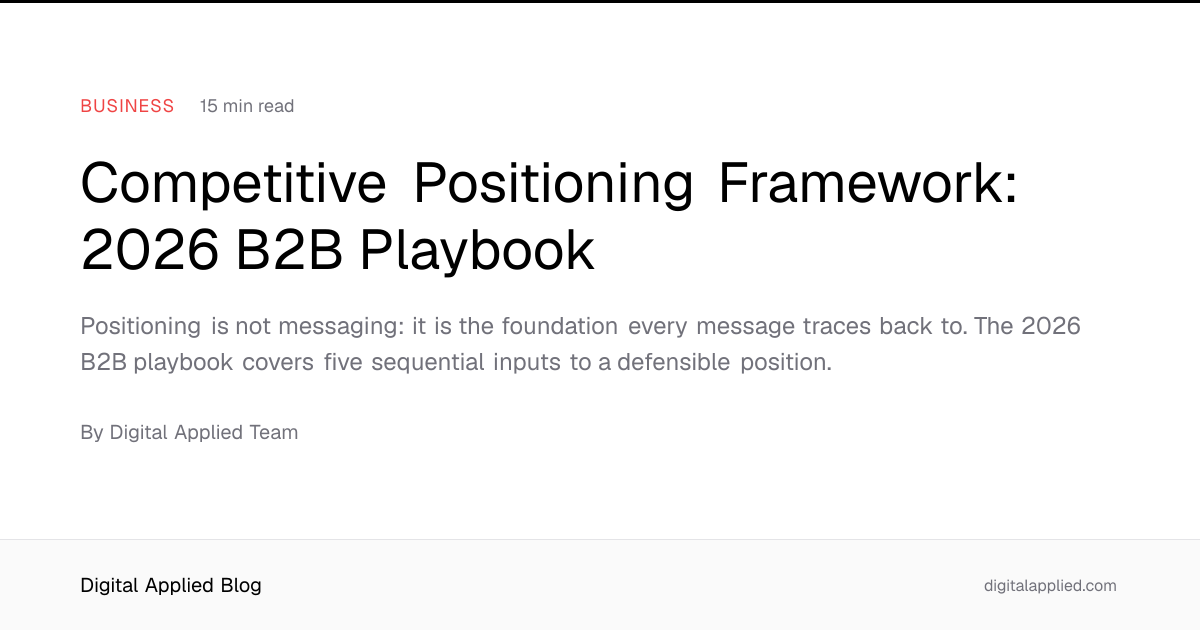 Competitive Positioning Framework: 2026 B2B Playbook