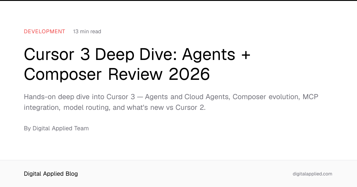 Cursor 3 Deep Dive: Agents + Composer Review 2026