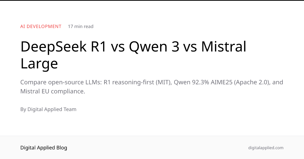 DeepSeek R1 vs Qwen 3 vs Mistral Large: LLM Comparison