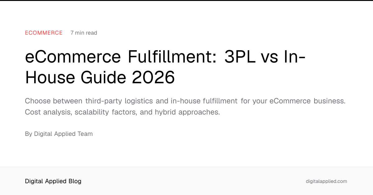 eCommerce Fulfillment: 3PL vs In-House Guide 2026