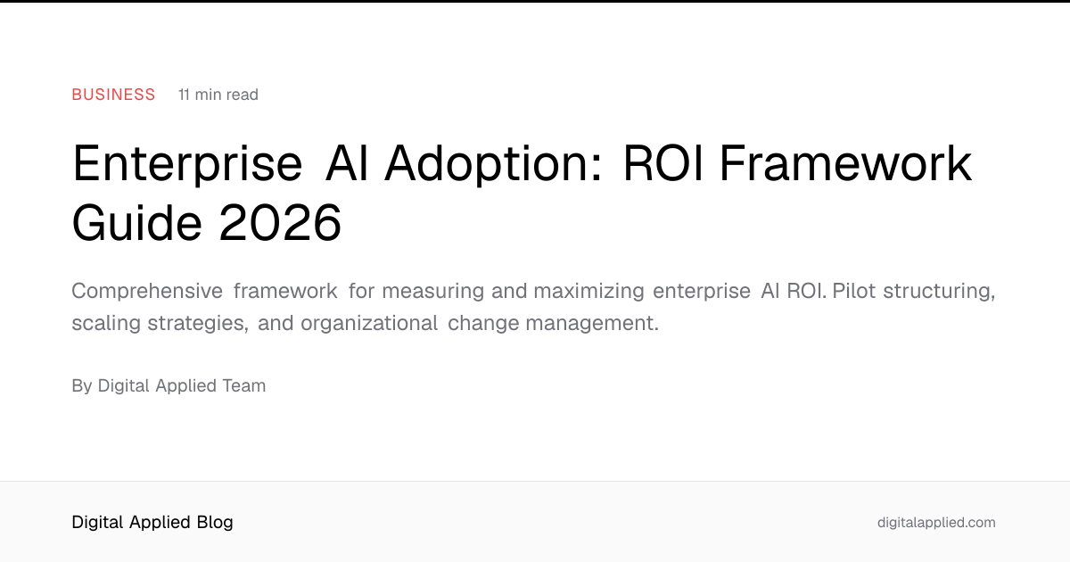 Enterprise AI Adoption: ROI Framework Guide 2026