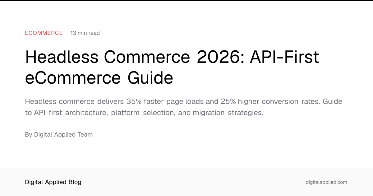 Headless Commerce 2026: API-First eCommerce Guide