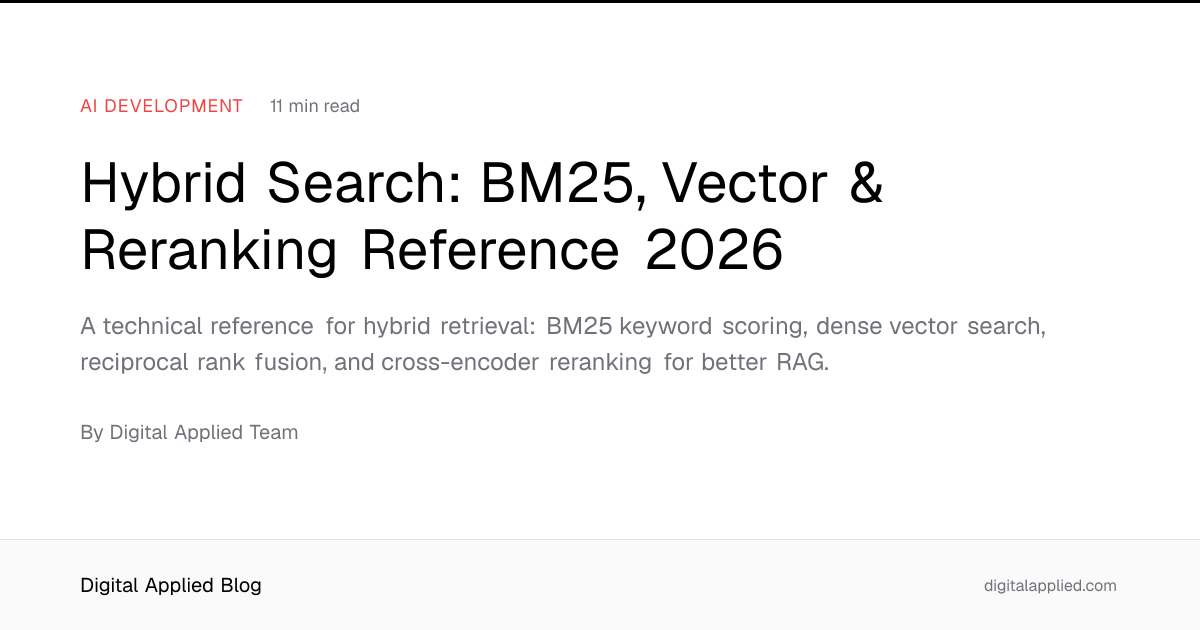 Hybrid Search: BM25, Vector & Reranking Reference 2026