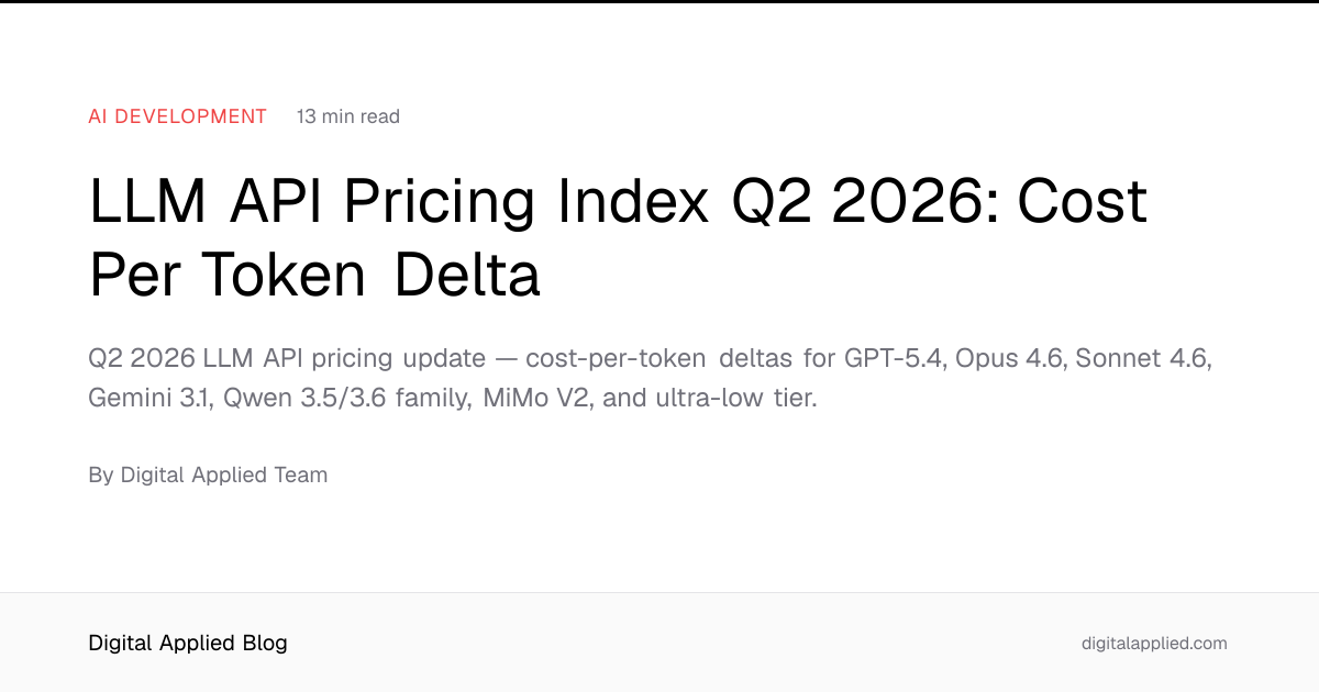 LLM API Pricing Index Q2 2026: Cost Per Token Delta