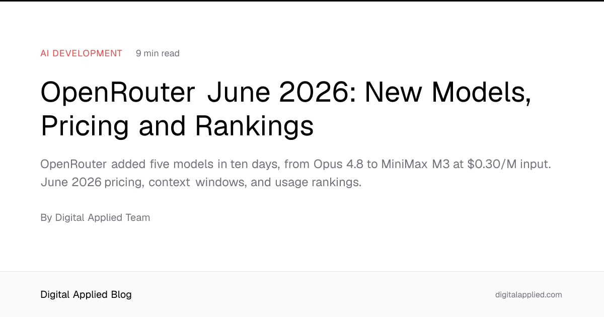 OpenRouter June 2026: New Models, Pricing and Rankings