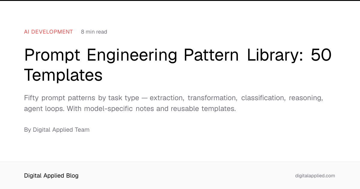 Prompt Engineering Pattern Library: 50 Templates