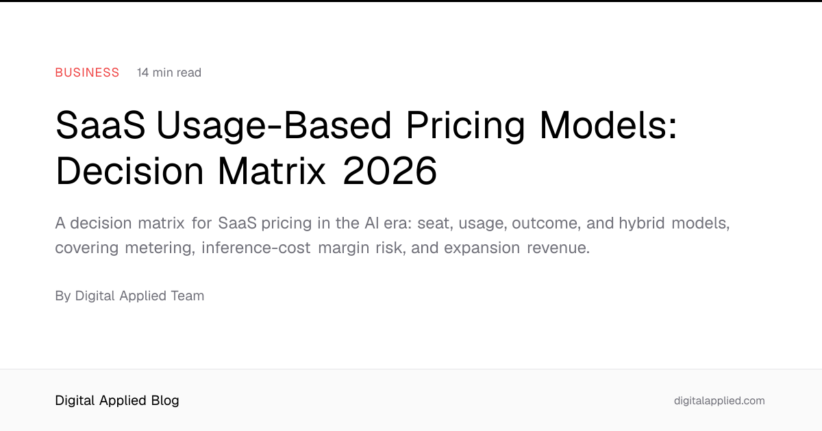 SaaS Usage-Based Pricing Models: Decision Matrix 2026