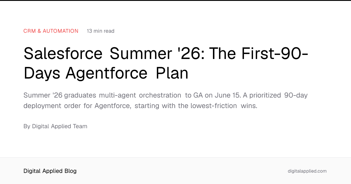 Salesforce Summer '26: The First-90-Days Agentforce Plan