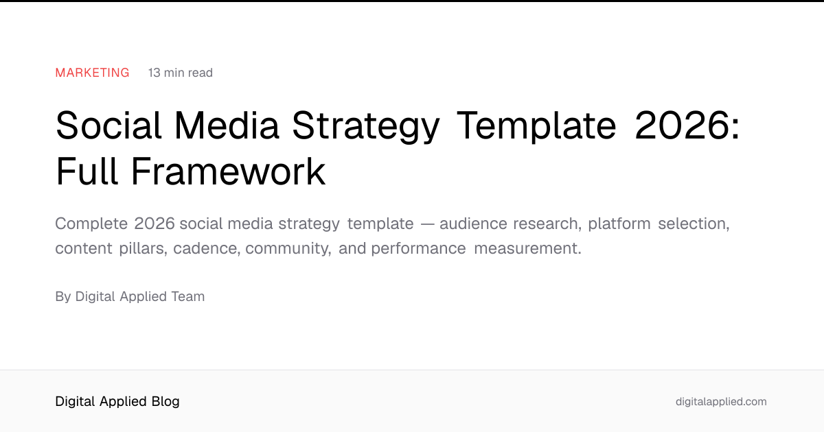 Social Media Strategy Template 2026: Full Framework