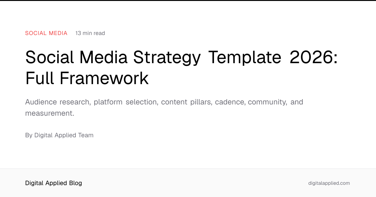 Social Media Strategy Template 2026: Full Framework
